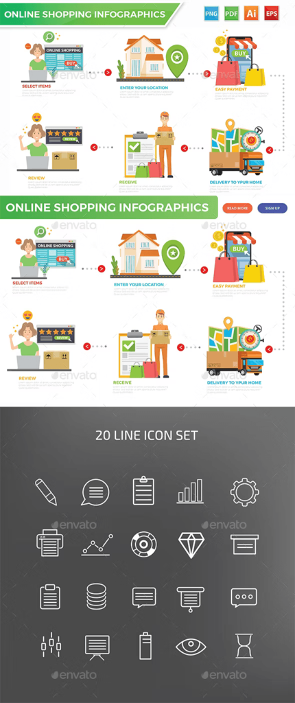 Online Shopping Infographics – MasterBundles