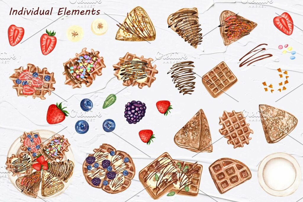 Waffles Watercolor Clipart – MasterBundles