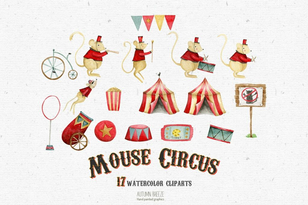 Watercolor Circus Clipart – MasterBundles