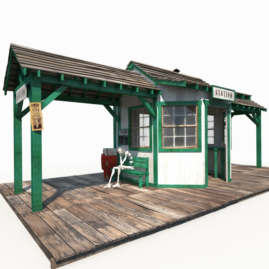 Western Train Station Low Poly – MasterBundles