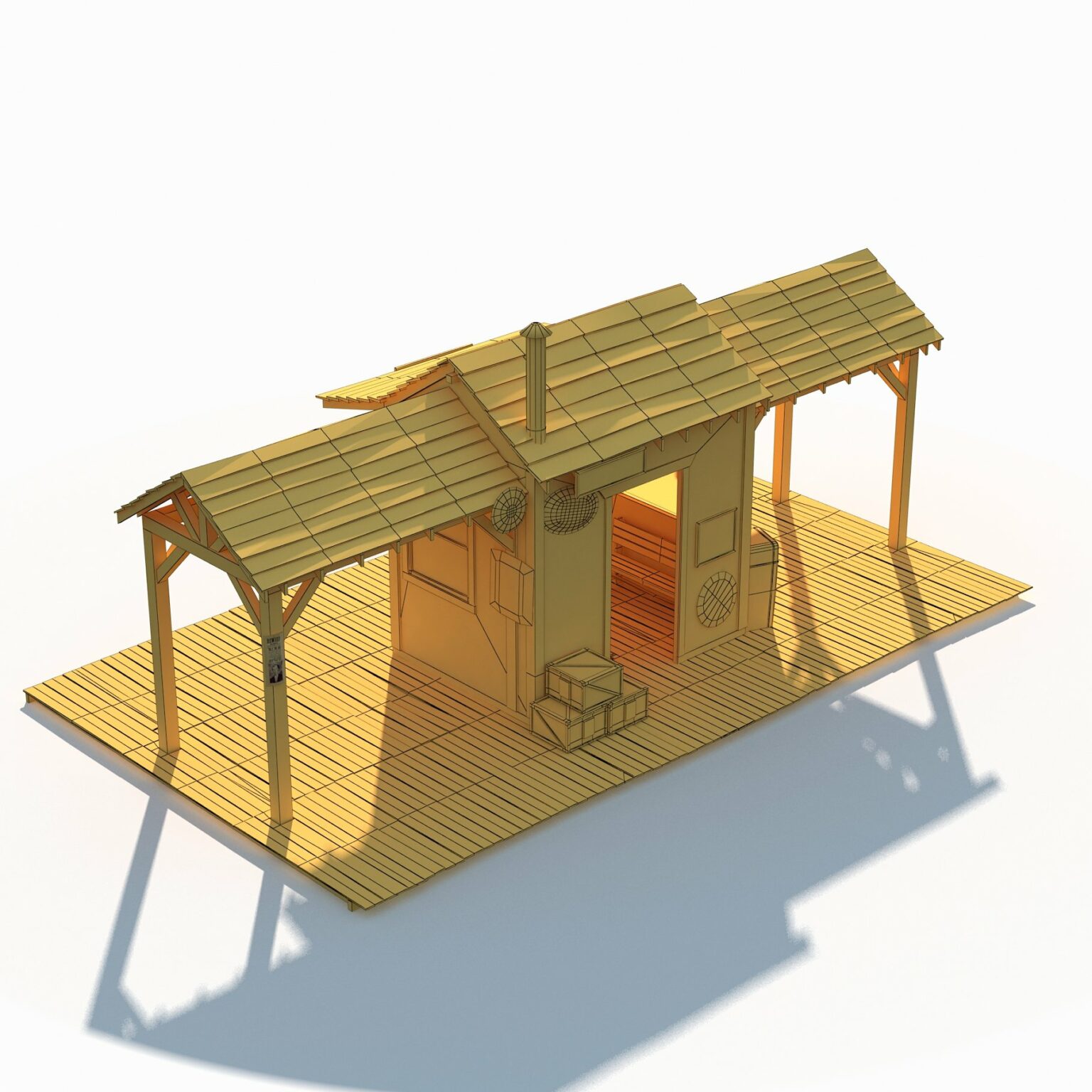Western Train Station Low Poly – MasterBundles