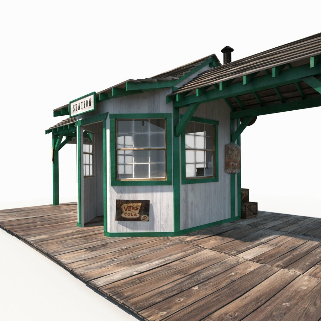 Western Train Station Low Poly – MasterBundles
