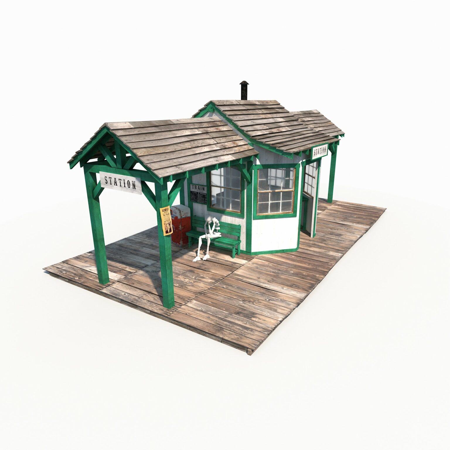 Western Train Station Low Poly – MasterBundles