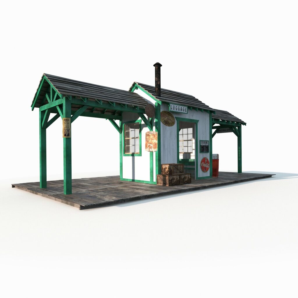 Western Train Station Low Poly – MasterBundles