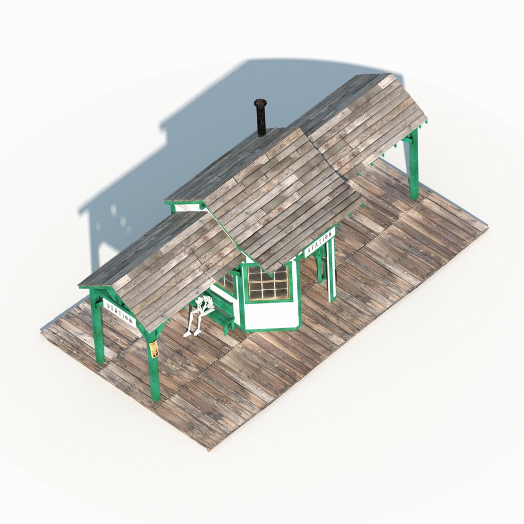 Western Train Station Low Poly – MasterBundles