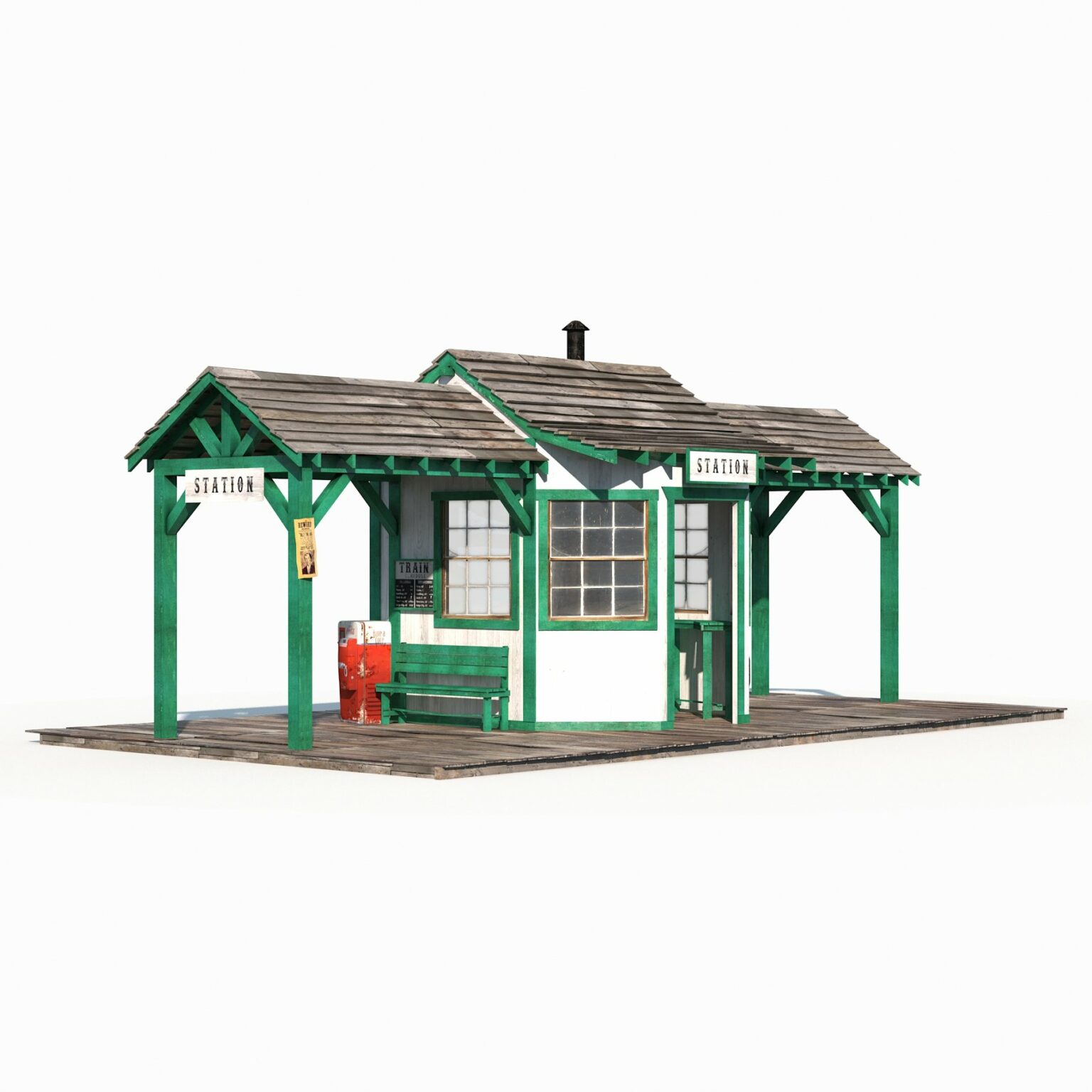 Western Train Station Low Poly – MasterBundles