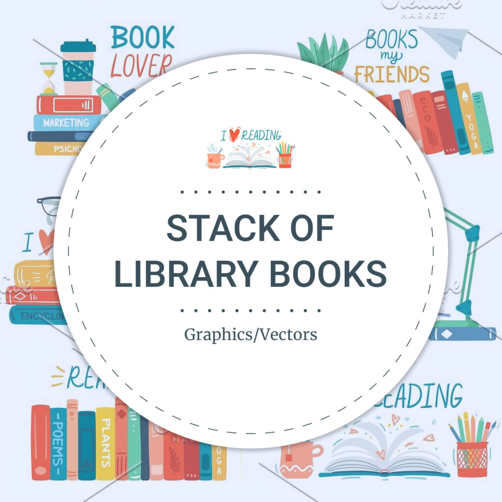 Reading Books. Stack Of Library Books – MasterBundles