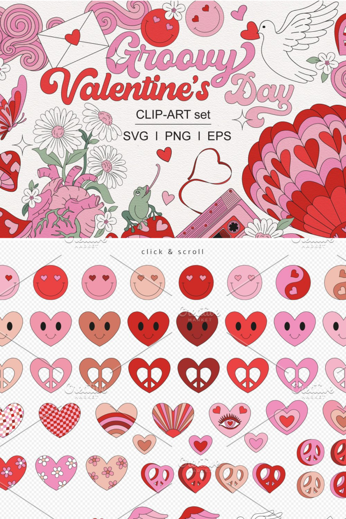 Retro Groovy Hippie Valentine Day – MasterBundles