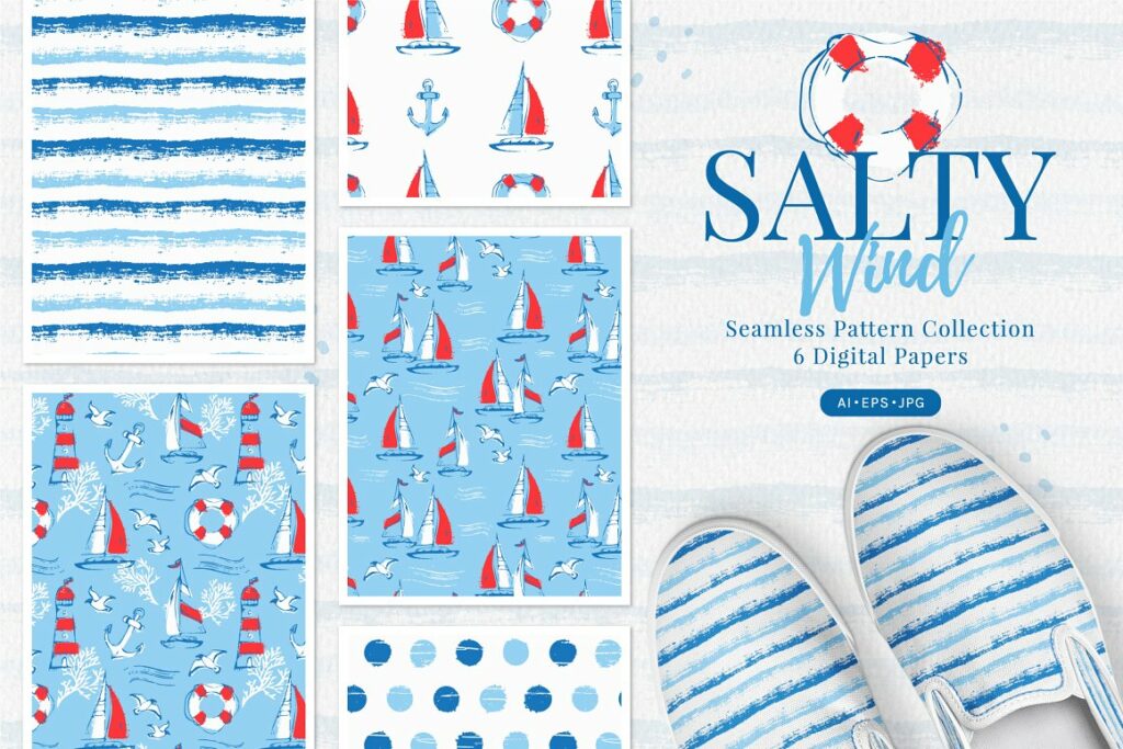 Salty Wind - Patterns Collection – MasterBundles
