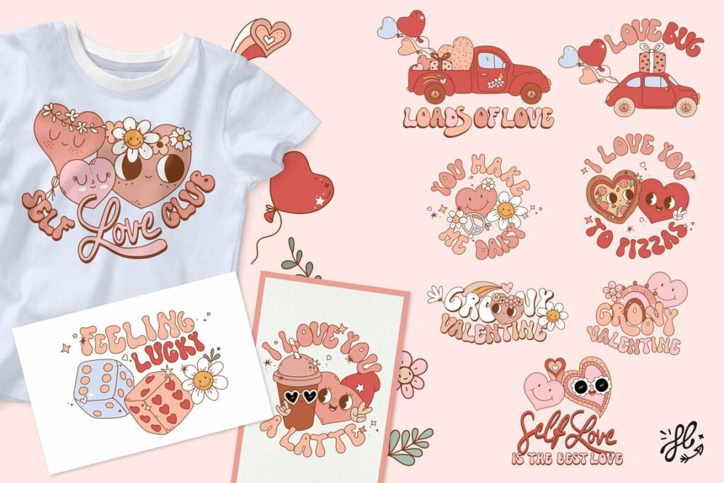 Groovy Retro Valentine - Clipart Set – MasterBundles