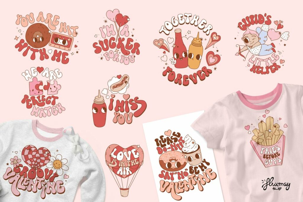 Groovy Retro Valentine - Clipart Set – MasterBundles