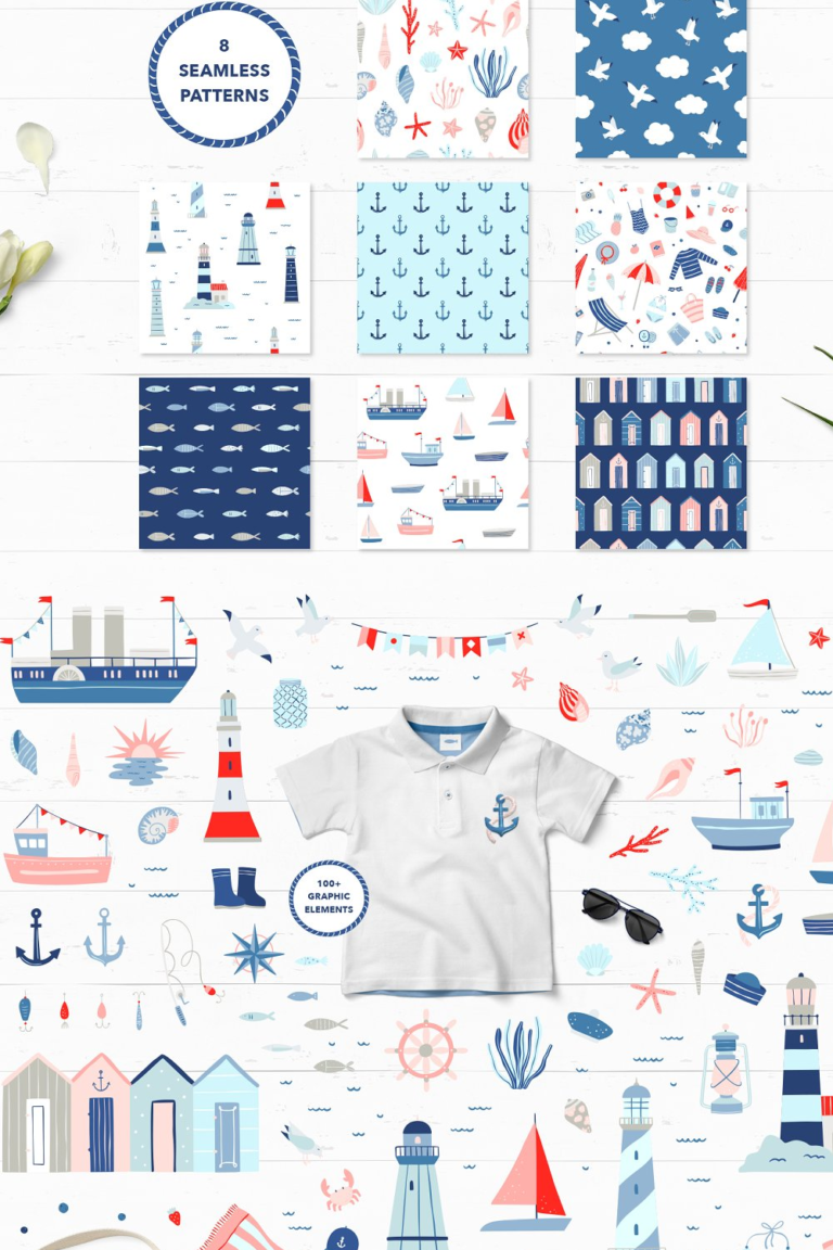 Seaside Illustrations & Patterns – MasterBundles