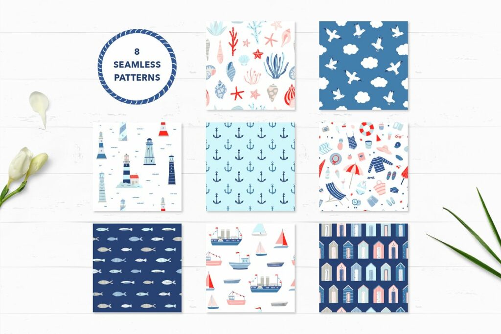 Seaside Illustrations & Patterns – MasterBundles