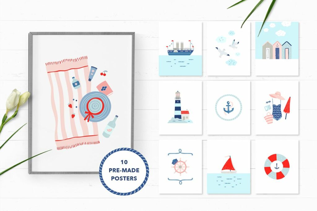 Seaside Illustrations & Patterns – MasterBundles
