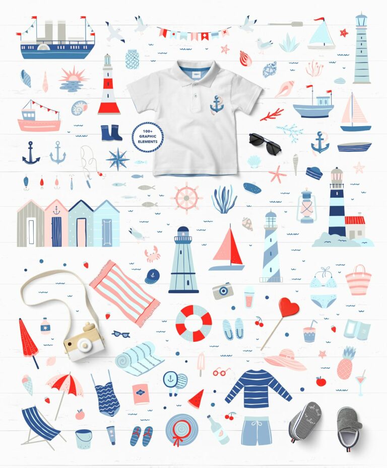 Seaside Illustrations & Patterns – MasterBundles