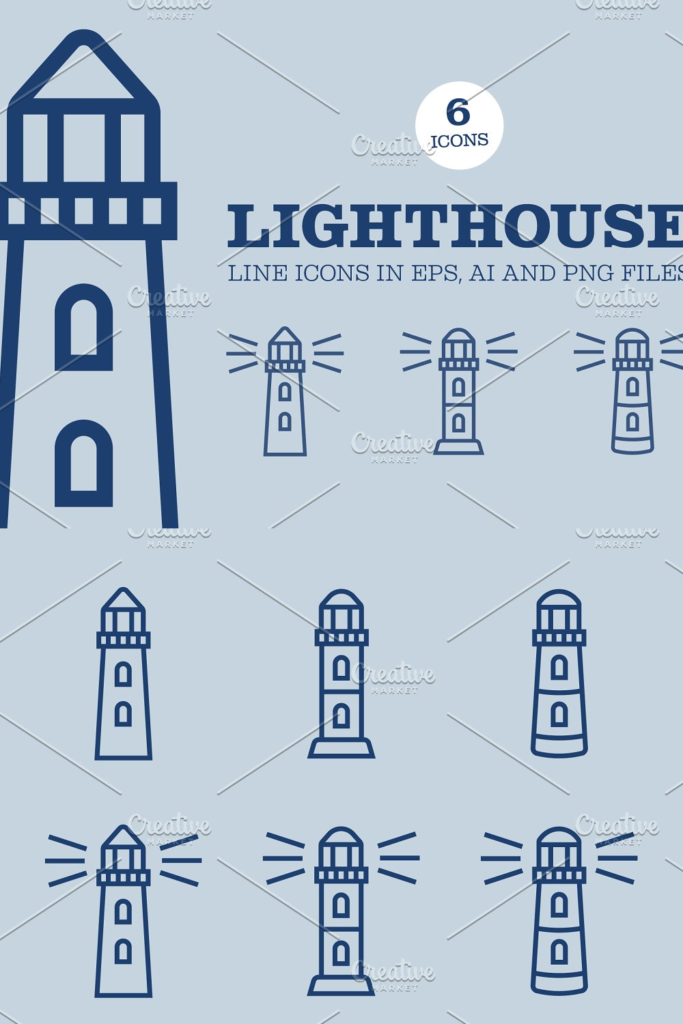 Set Of Lighthouse Line Icons – MasterBundles