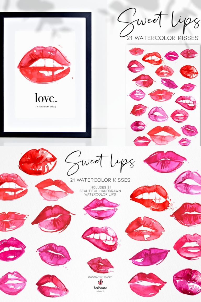 Sweet Lips Clipart Watercolor Kiss – MasterBundles