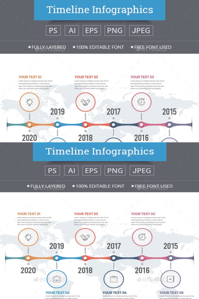 Horizontal Timeline Infographics – MasterBundles