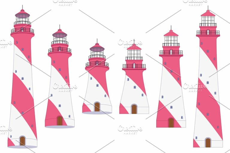 Vector Outline Lighthouse Beacon Set – MasterBundles