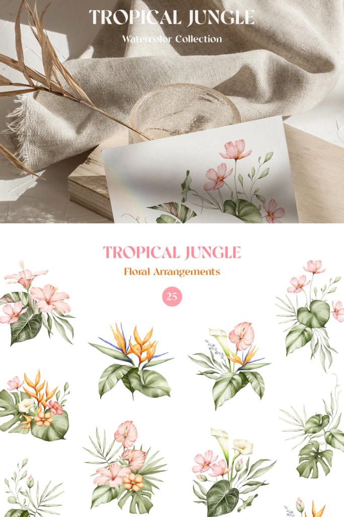 Tropical Jungle Watercolor Flowers – MasterBundles
