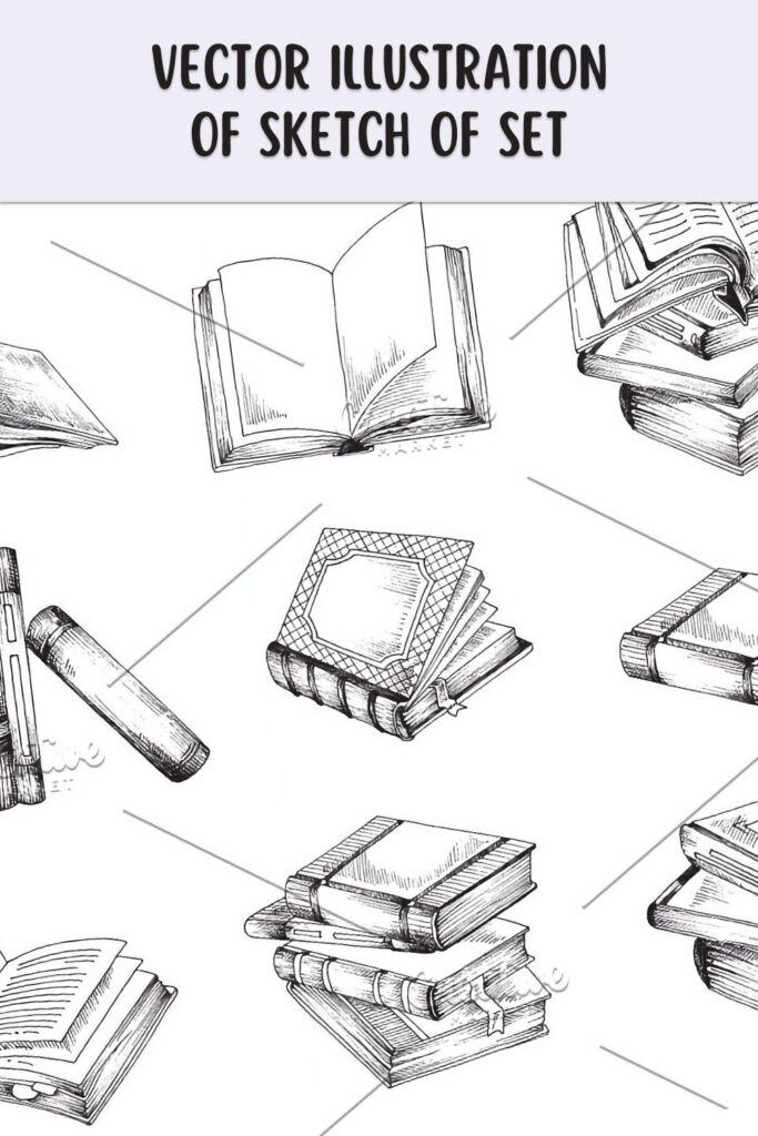 Vector Illustration Of Sketch Set of Books – MasterBundles