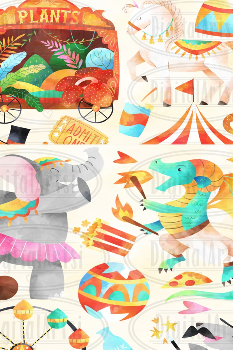Watercolor Circus Clipart – MasterBundles
