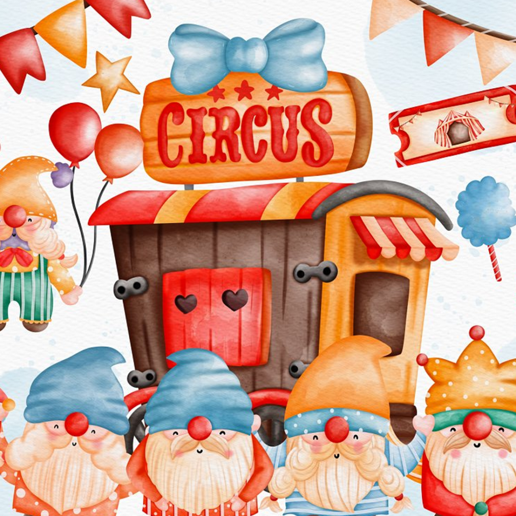Watercolor Circus Gnome Clipart – MasterBundles