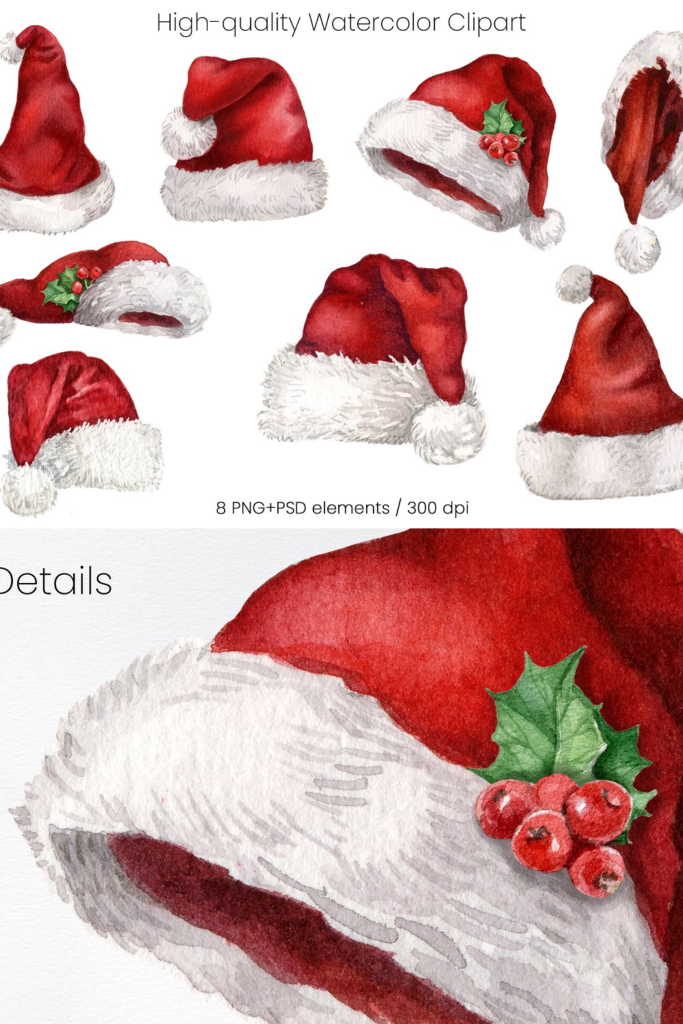 Watercolor Santa Clause Hat Clipart – MasterBundles