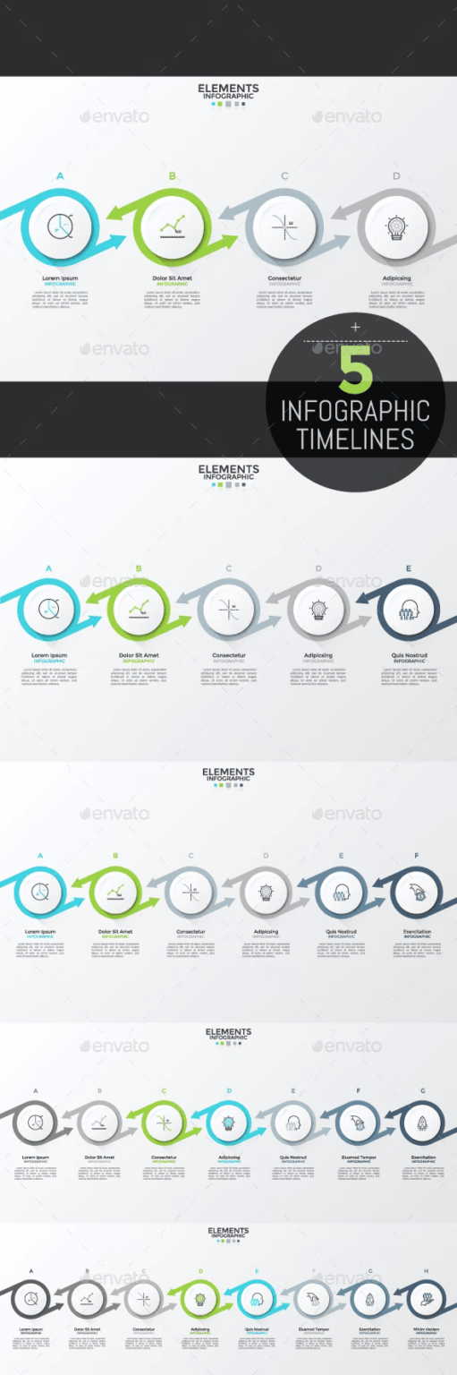 Modern Arrow Infographic Timeline (5 Items) – MasterBundles