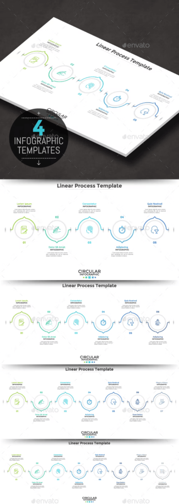 4 Minimal Infographic Timelines – MasterBundles
