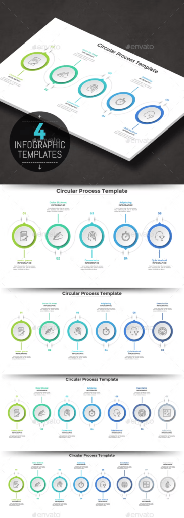 Circular Infographic Process Template (4 Items) – MasterBundles
