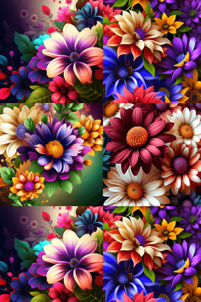 4 Bright Flowers Background – MasterBundles