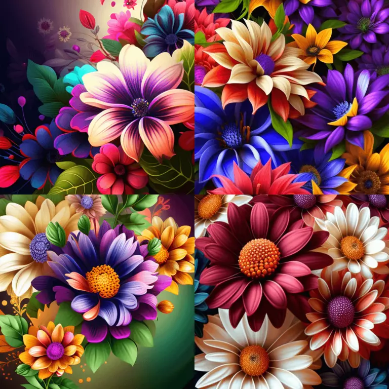 4 Bright Flowers Background – MasterBundles