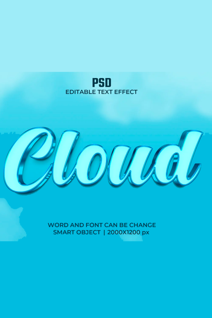 Cloud 3d Editable Psd Text Effect – MasterBundles